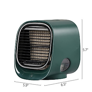 Fit Choice 3-IN-1 Portable Air Conditioner, 500 ML Evaporative Air Conditioner Humidifier Recharge USB , Air Conditioner Portable Personal Air Cooler Desktop Small Fan The Office, 3-Speed Mode (Green)