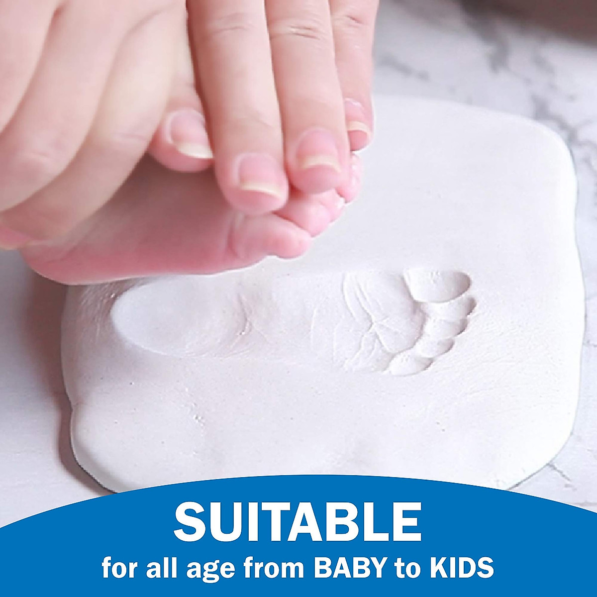 Air Dry Clay 150g Baby Footprint and Handprint Kit Imprint Impression Keepsake Maker, Non-Toxic Clay, Large Clay,Food Grade Clay,Ultra Light & Soft Foam Modeling Dough Ideal Baby Gifts, DIY Art Craft