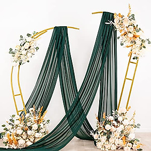 Socomi Wedding Arch Draping Fabric 2 Panels 29" x 19Ft Emerald Green Sheer Chiffon Curtain Drapes 6 Yards for Wedding Ceremony Birthday Party Decoration
