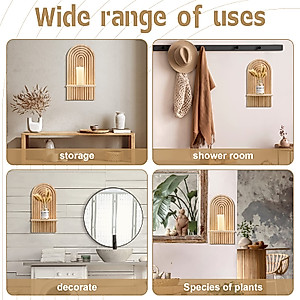 Tatuo 2 Pieces Boho Wooden Rainbow Wall Shelves Bohemian Hanging Shelf Wall Mount Book Shelf for Living Room Bathroom Bedroom Classroom Office Nursery Wall Decor (Classic)