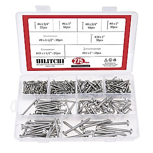 Hilitchi 275-Piece Stainless Steel Phillips Round Pan Head Self Tapping Screw Assortment Kit (Round Pan Head)