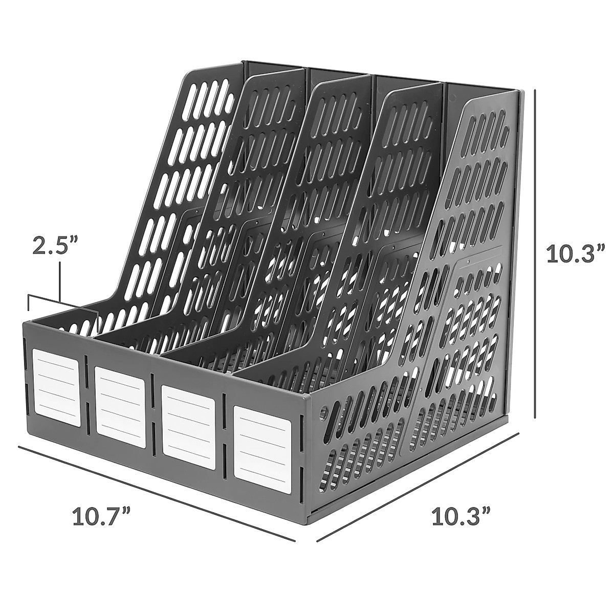 Alfion Collapsible Magazine Holder, 4 Vertical Slots | Modern Color Office Desk Organizer for File Storage (Charcoal Gray)