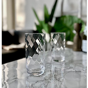 KLIFA- DENVER- 19 ounce, Set of 6, Acrylic Highball Drinking Glasses, Iced Tea Cups, BPA-Free, Plastic Drinkware, Dishwasher Safe, Clear