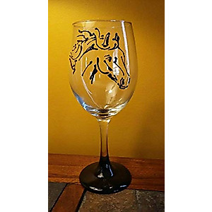 Black Stallion Horse Hand Painted Wine Glasses Set of 2
