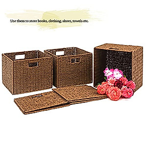 Trademark Innovations Foldable Storage Basket Brown 12.7"L x 12.7"W x 10"H