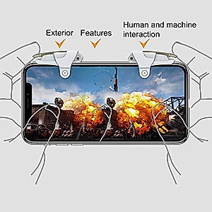Washranp 2pcs Phone Gaming Triggers Second-Generation Chicken King Mini Metal Physical Button Free Fire Shooting Aim Key Controller Gamepads for Smart Phone White