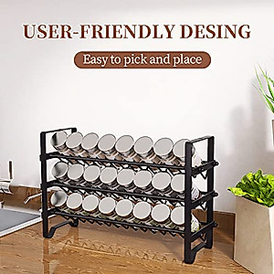 H-SPACE Spice Rack Organizer for Cabinets, 3 Tier Spice Rack Organizer, Removable Countertop Spice Rack, Freestanding Spice Jar Organizer for Kitchen Counter (Black)