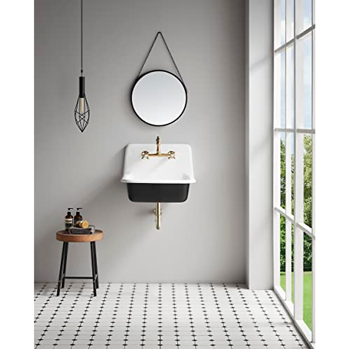 Kingston Brass GCLWS22187 Petra Galley 22" x 18" Cast Iron Wall Mount Utility Sink, White