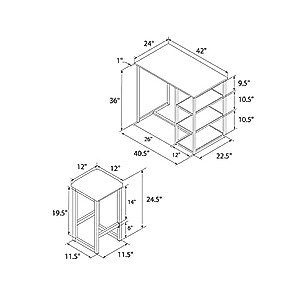 Dorel Living Cosmo 3-Piece Metal Pub Set With Wood Top, Dark Mahogany