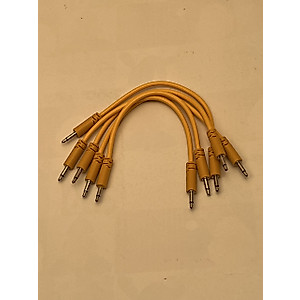 Starving Students Music Supplies Luigi's Modular Supply Spaghetti Eurorack Patch Cables - Package of 5 Gold/Orange Cables, 6" (15 cm)