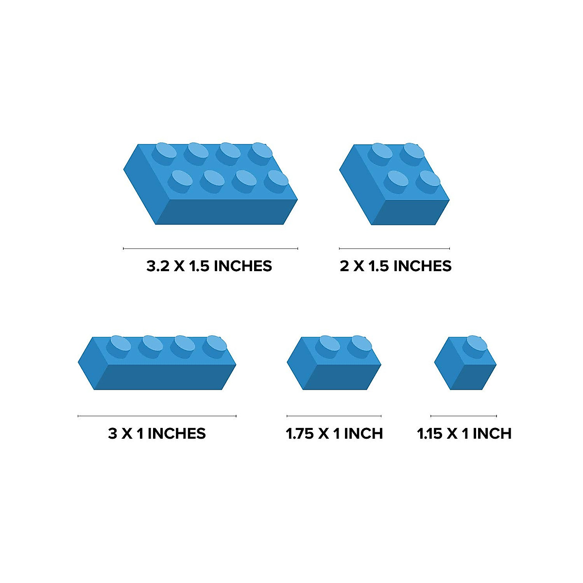 Sunny Decals Mini- Building Block Bricks Fabric Wall Decals, Set of 98 Blocks in 4 Colors - Removable, Reusable, Respositionable