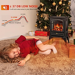 R.W.FLAME Electric Fireplace Stove Heater with Thermostat Control, 15" Cathedral Stylish Small Fireplace Heater, 3D Realistic Flame Effects, Adjustable Heating Mode, Overheating Safe Design