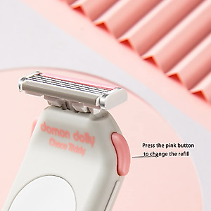 Domon Dolly Razors for Women, Premium Womens Razor for Shaving 6 Refills 3 Blades, Razor Blades with Vitamin E and Aloe Vera Lubricating Strip, Choco Teddy