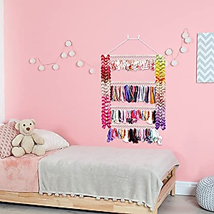 Large Headband Bow Holder for Girls,Huge Hair Accessories Organizer Storage Display with 96 pcs Hooks, Wall Hanging Decor for Toddler Nursery Room