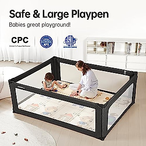 Baby Playpen Play Yard, Playpen for Babies and Toddlers Large Gate, 59x79 Baby Fence, Sturdy Safety Playpen, Indoor & Outdoor Kids Activity Center Playards, Black