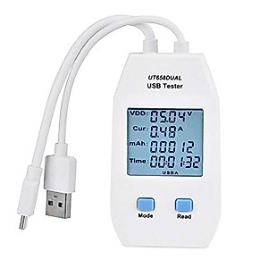 UNI-T LCD USB Tester Detector Voltmeter Ammeter Digital Power Capacity Tester Meter for Cable Measurement(UT658 Dual)