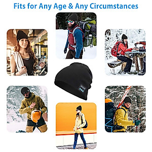 Unisex Wireless Beanie Hat with Exquisite Packaging Wireless Winter Knit Hats Cap(Black)
