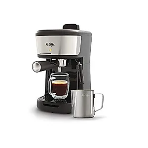 Mr. Coffee Espresso and Cappuccino Machine, Single Serve Coffee Maker with Milk Frothing Pitcher and Steam Wand, Stainless Steel