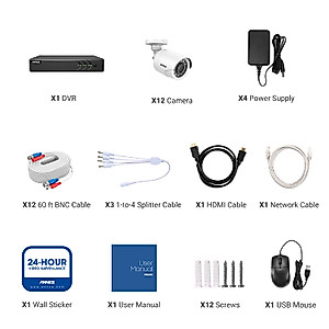 ANNKE 16CH 5MP Lite Security Camera System, H.265+ DVR Surveillance Video Recorder, 12x1080P IP66 Weatherproof Home CCTV Cameras, Easy Remote, Motion Alert, 85ft Night Vision, NO Hard Drive Included