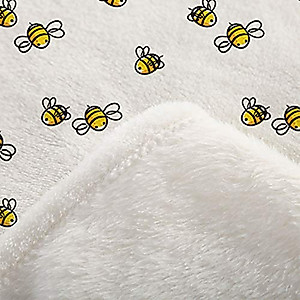 Mugod Bee Throw Blanket Cute Cartoon Baby Bee Seamless Pattern Honey Vector Decorative Soft Warm Cozy Flannel Plush Throws Blankets for Baby Toddler Dog Cat 30 X 40 Inch