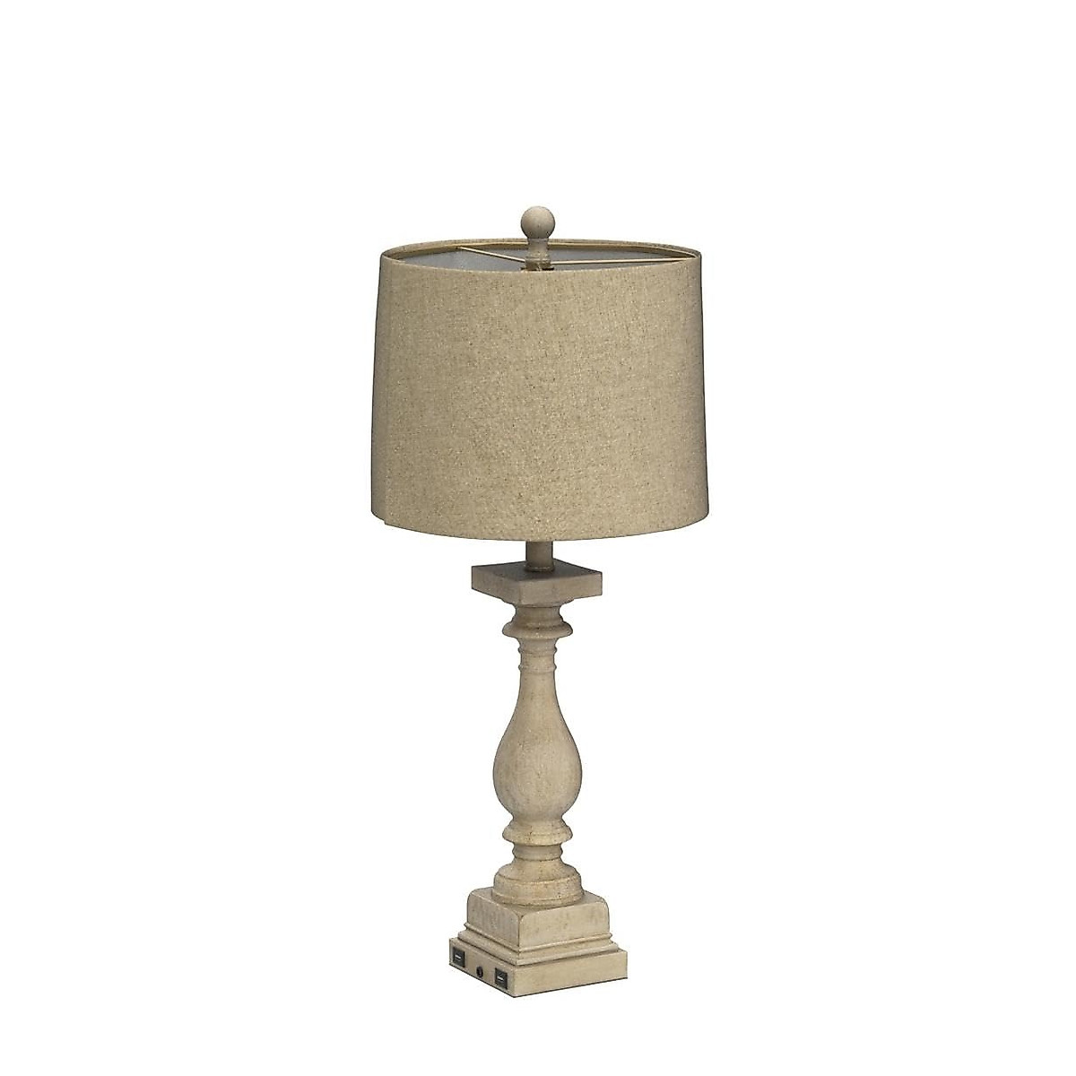 BOBOMOMO 27" Table Lamp with USB C+A Charging Ports Set of 2 Antique Nightstand Lamp for Bedroom Living Room Farmhouse Office Retro Rustic Resin Bedside Desk Lamps Washed White