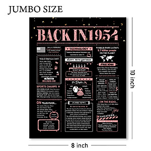 BGTCARDS 70th Birthday Card, 70th Birthday Decorations for Women, 70th Birthday Gifts for Mom, Jumbo Birthday Cards for 70 Year Old Aunt, Back in 1954 Birthday Card for Wife Sister Friend, Rose Gold