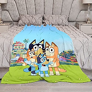 ORGANISET | 50"x 40" | Blanket for kids, Toddler Blankets for Boys and Girls, Kids Blankets Cartoon, Bluey Toddler Bedding, Bluey blanket, Boy Blankets, Throw Blanket Flannel for Bed Couch living Room