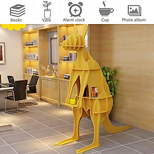 Bookshelf for Bedroom Creative Kangaroo Shape Book Rack, Library Floor-to-Ceiling Decoration Picture Book Storage Rack, Event Celebration Display Stand, Easy to Install