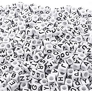700PCS White Letter Beads Alphabet Beads for Jewelry Making DIY Necklace Bracelet (6mm)