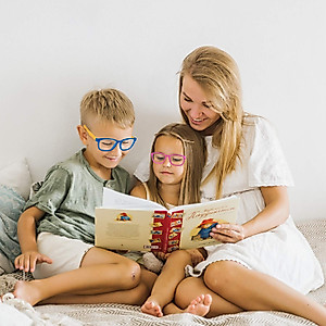 Okany Blue Light Glasses for Kids 3 Pack Anti Glare & Eye Strain Glasses Computer TV Phone Tablets UV Protection Glasses for Kids Boys Girls Age 3-12(Black + Transparent blue + Transparent)