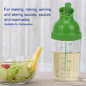 Dechoga Salad Dressing Container,200ml Salad Dressing Shaker,Salad Dressing Shaker Container Dripless Pour,Leak-free,Soft Grip,Homemade Salad Dressing Bottle Mixer Measure with Lid (Green)