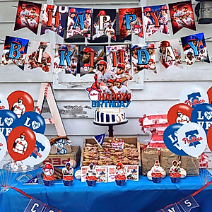 𝓟𝓱𝓲𝓵𝓪𝓭𝓮𝓵𝓹𝓱𝓲𝓪 𝓟𝓱𝓲𝓵𝓵𝓲𝓮𝓼 Party Decorations,Birthday Party Supplies For 𝓟𝓱𝓲𝓵𝓪𝓭𝓮𝓵𝓹𝓱𝓲𝓪 Baseball Party Supplies Includes Happy Birthday Banner, Balloons, Cupcake Toppers, Cake Topper for Baseball Fans
