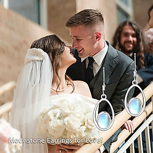 YZSFMZGE Moonstone Earrings for Women 925 Sterling Silver Dangle Drop Earrings Moonstone Jewelry Gift for Women for Birthday Christmas