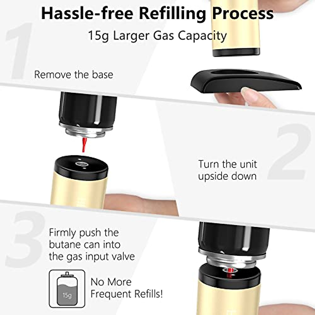 REIDEA Kitchen Torch, Butane Refillable with Automatic Safety Lock, Large Capacity, Adjustable Flame, Torch Lighter for Creme Brulee, BBQ and Baking, T2(Butane Gas Not Included)