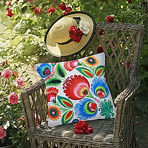 Apriciti Set of 4 Decorative Throw Pillow Covers -18 x 18 Inches Flowers Pattern Garden Printing Farmhouse Floral Waterproof Cushion Covers for Outdoor Garden Patio Living Room Sofa Farmhouse Decor