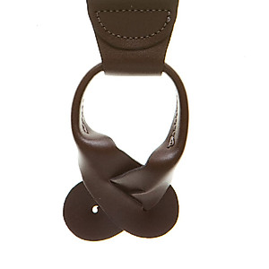 Suspender Store Solid Color Suspenders - 1-Inch Wide Elastic - Y-Back - Button - 48" for 5'9" to 6'2" tall - Brown