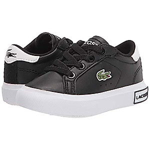 Lacoste Unisex-Child Powercourt Sneaker, Black/White, 8 Toddler