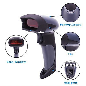 Wireless Handheld Barcode Scanner BEVA 2-in-1 Wired Bar Code Reader 2.4GHz Wireless & USB 2.0 Wired Handheld Bar Code Scanner 1D Laser Barcode Reader for POS PC Laptop and Computer