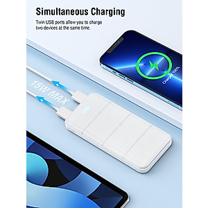 LOVELEDI Portable-Charger-Power-Bank - 15000mAh Dual USB Power Bank Output 5V3.1A Fast Charging Portable Charger Compatible with Smartphones and All USB Devices(White)