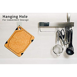 Cutting Board for Kitchen Dishwasher Safe, Toptier, Wood, Fiber , Eco-Friendly, Non-Slip, Juice Grooves, Non-Porous, BPA Free, Small, Silicone, 11.5 x 9.25-inch, Natural Slate