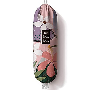 Flower Pattern Grocery Bag Storage Holder, Grocery Shopping Bags Carrier,Plastic Bag Dispenser, Organizer Recycling Grocery Pocket Containers for Home and Kitchen,Gifts for Family23x9 inch
