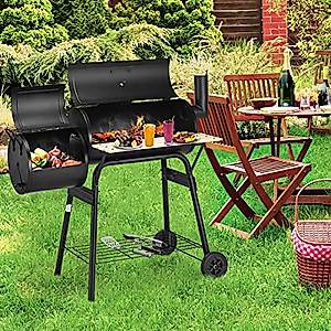 LIVIZA 24.5 Inch Charcoal Grill, Outdoor Camping BBQ Grill, BBQ Grill Set Attached Steel Firebox, Barbecue Pit for Outdoor Garden Park Patio and Backyard Cooking
