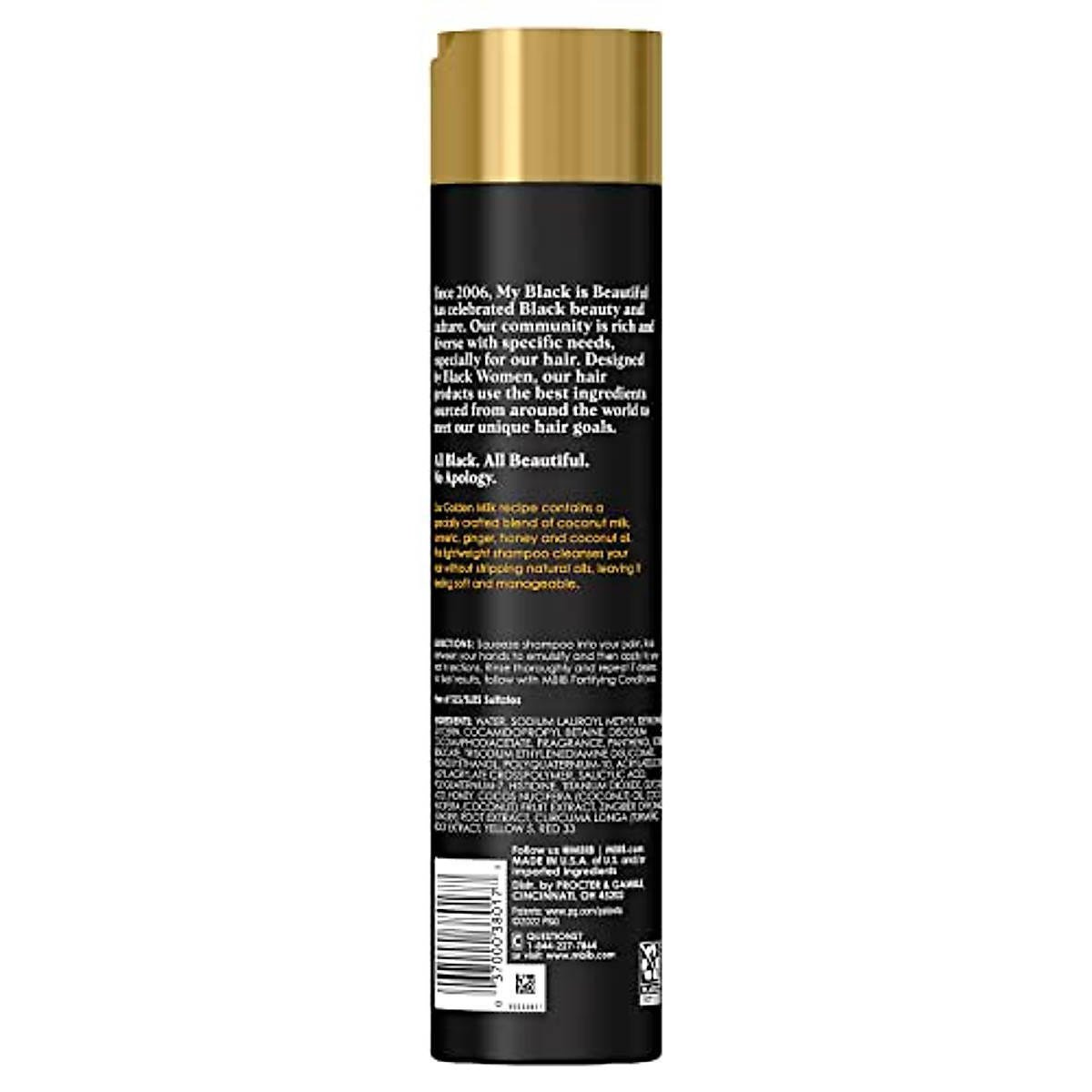 My Black is Beautiful Hydrating Shampoo, Sulfate Free, for Curly and Coily Hair with Coconut Oil, Honey and Turmeric, 9.6 Fl Oz