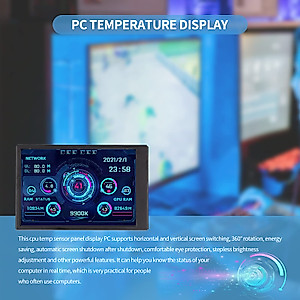 Gugxiom 3.5" Computer Temp Monitor, 320×480 IPS Full Viewing Angle 360° Rotatable PC Temperature Display Screen, CPU Hardware Temperature Monitor for Windows Only