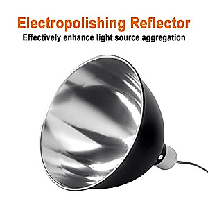 BNOSDM Reptile Light Fixture 5.5 Inch Reptile Lamp Fixture Optical Reflection Cover with Switch Reptile Heat Lamp Fixture for Bearded Dragon Hermit Crab Snake Gecko(L)