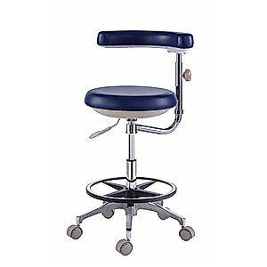 DOC.ROYAL Medical Luxury Dentist's Mobile Chair Doctor's Stools with Backrest Armrest PU (Blue)