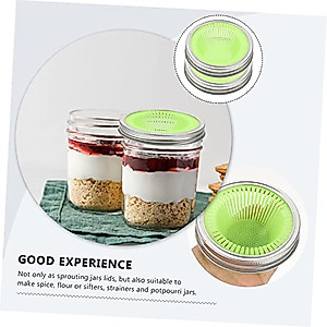 DOITOOL 2pcs Mason Jar Lids Canning Kit Jar Sprouter Lids Sprouting Jar Strainer Lids Sprouting Strainer Screen Sprout Maker for Home Sprouting Lid Sprouting Jar Lids Green Glass Bottle