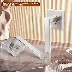 Gobrico 10 Pack Square Rosette Passage Door Handles,Interior Door Locks for Hall/Closet,Satin Nickel Finished