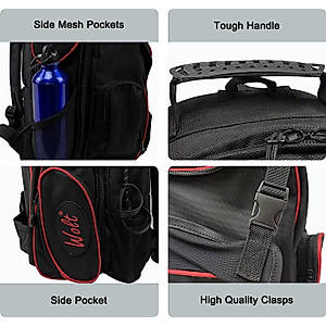 WOLT Professional Equestrian Backpack with Helmet Holder for Horse Riding, One Bag wih Multiple Compartments Carry All Accessories (NOT included), One Size Black+Red