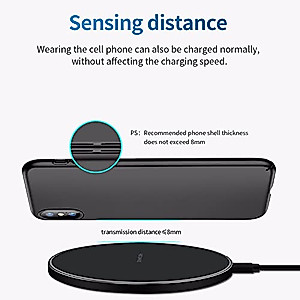 Wireless Charger Fast Charging Pad Certified QI Compatible with Apple iPhone 13/12/SE/11/X/XR/8, AirPods, Samsung Galaxy/Note S21/S20/S9, Galaxy Buds